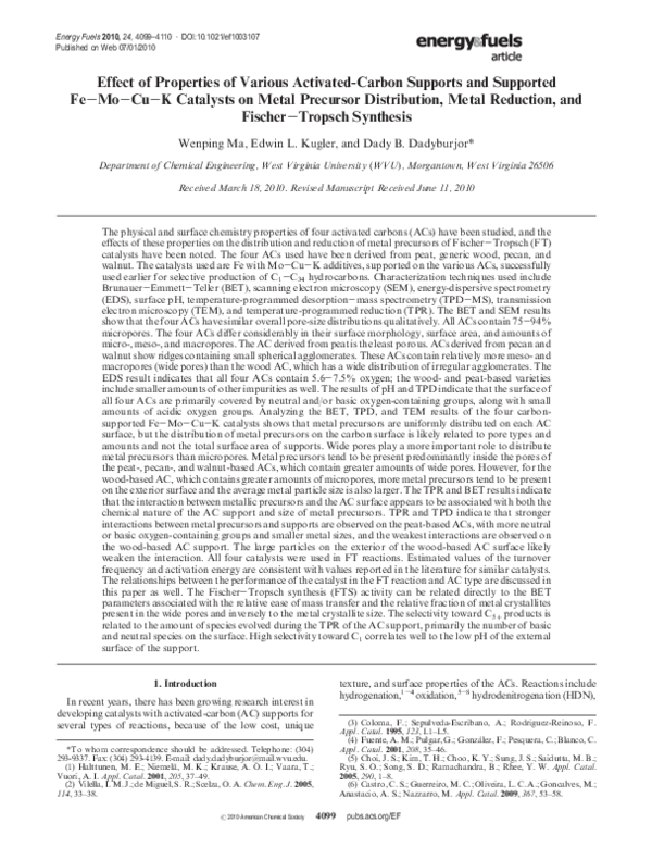 (PDF) Effect of Properties of Various Activated-Carbon Supports and Supported Fe−Mo−Cu−K ...