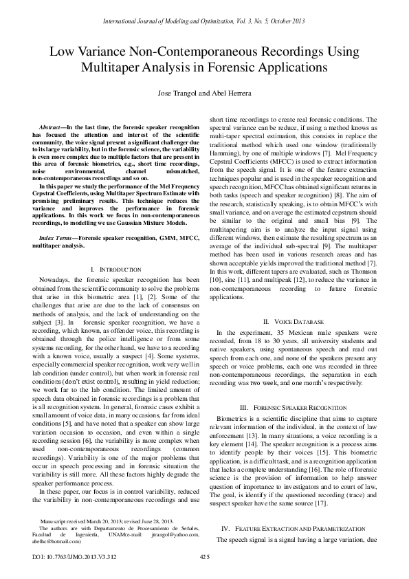 (PDF) Low Variance Non-Contemporaneous Recordings Using Multitaper ...
