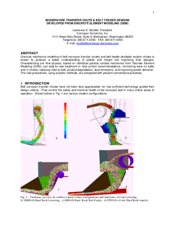 (PDF) Modern Ore Transfer Chute & Belt Feeder Designs Developed from Discrete Element Modeling (Dem)