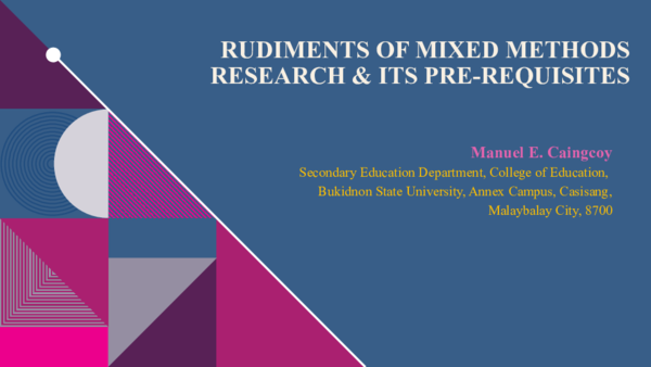 (PPT) Mixed Methods Research Rudiments and Its Prerequisites