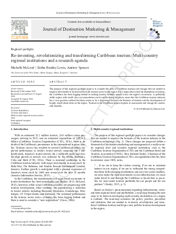 (PDF) Re-inventing, revolutionizing and transforming Caribbean tourism ...