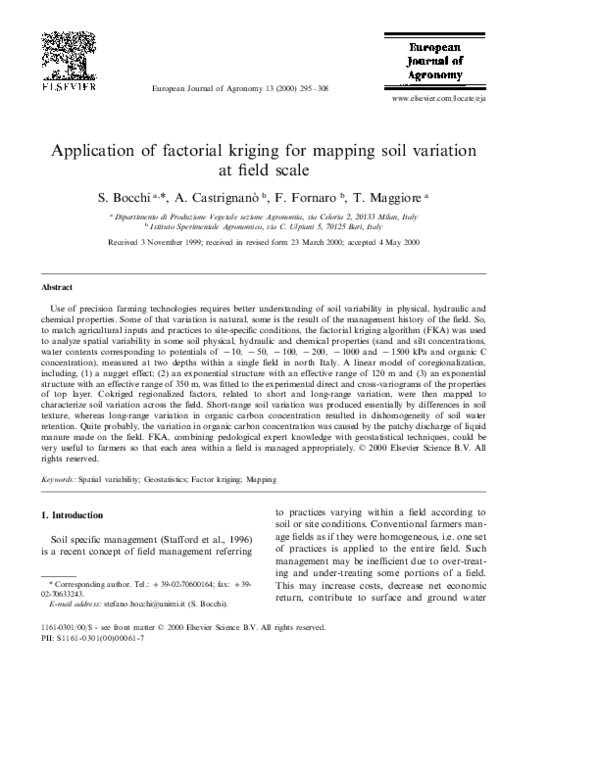 (PDF) Application of factorial kriging for mapping soil variation at field scale