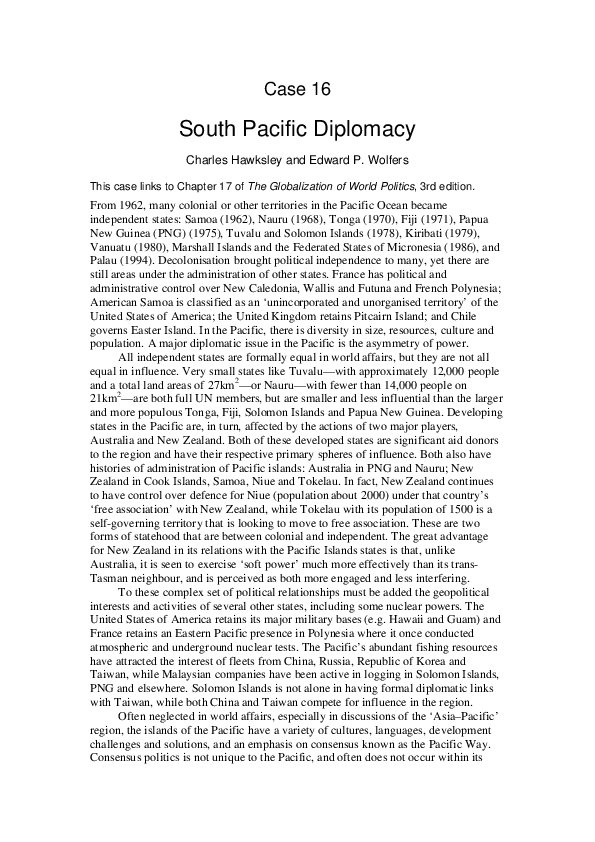 (PDF) South Pacific Diplomacy