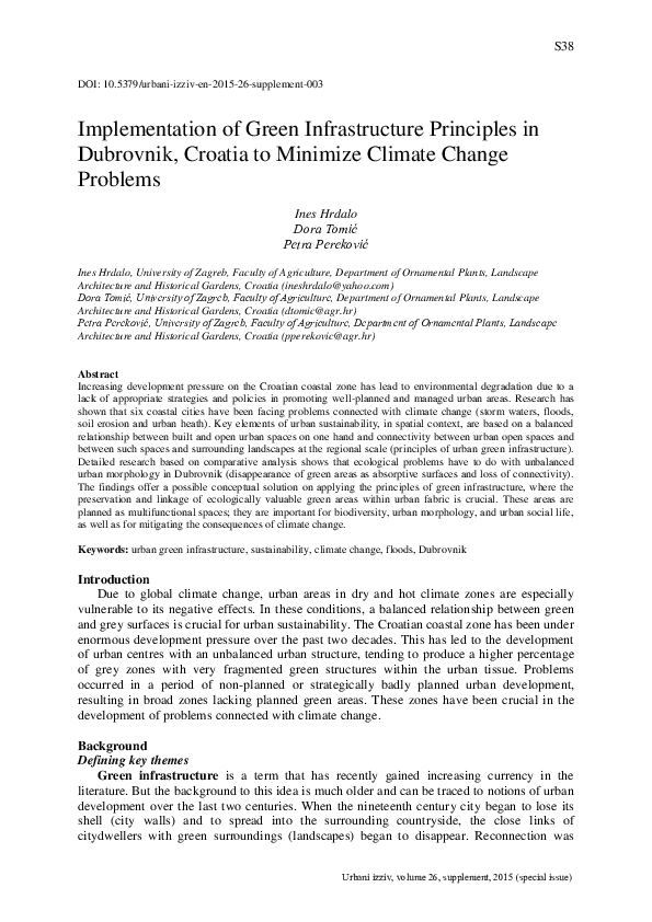 (PDF) Implementation of Green Infrastructure Principles in Dubrovnik ...