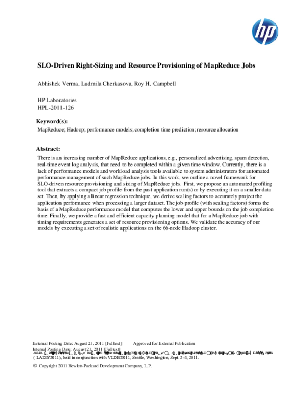 SLO-Driven Right-Sizing and Resource Provisioning of MapReduce Jobs