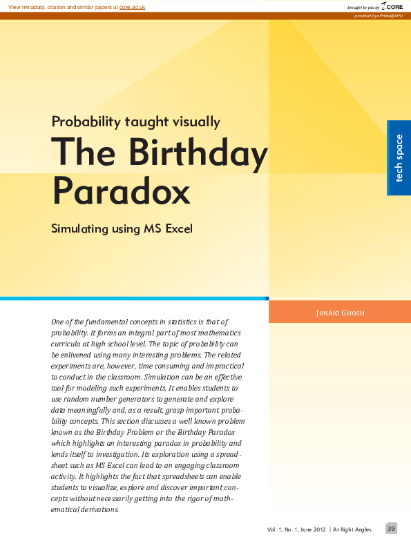 (PDF) The birthday paradox