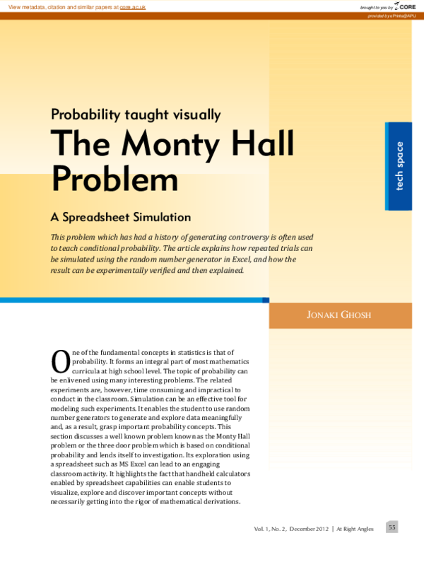 (PDF) The monty hall problem