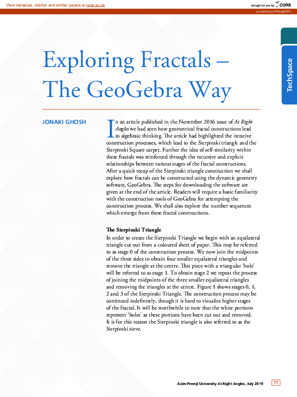 (PDF) Exploring fractals : the geogebra way