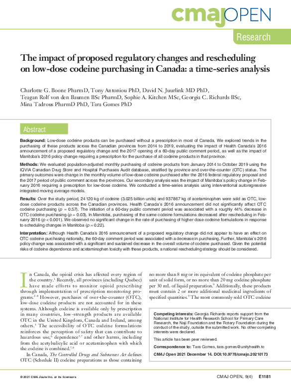 (PDF) The impact of proposed regulatory changes and rescheduling on low ...