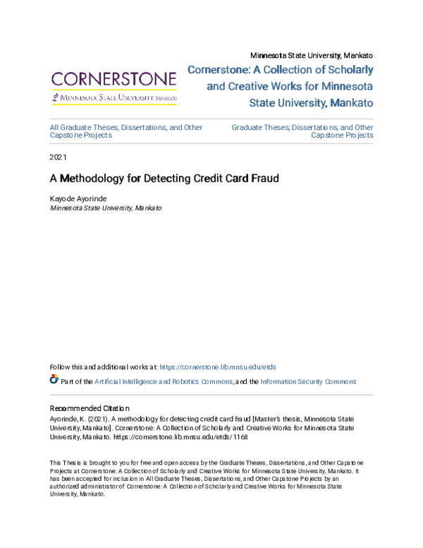 (PDF) A Methodology for Detecting Credit Card Fraud (PDF) A Methodology for Detecting Credit Card Fraud