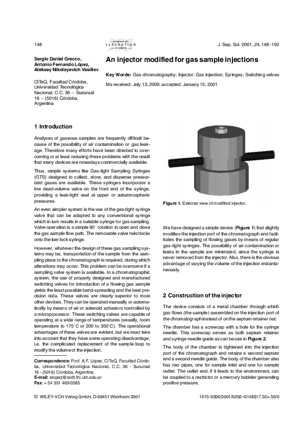 (PDF) An injector modified for gas sample injections