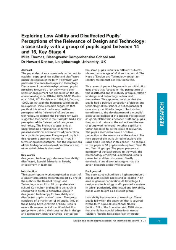 (PDF) Exploring low ability and disaffected pupils' perception of ...