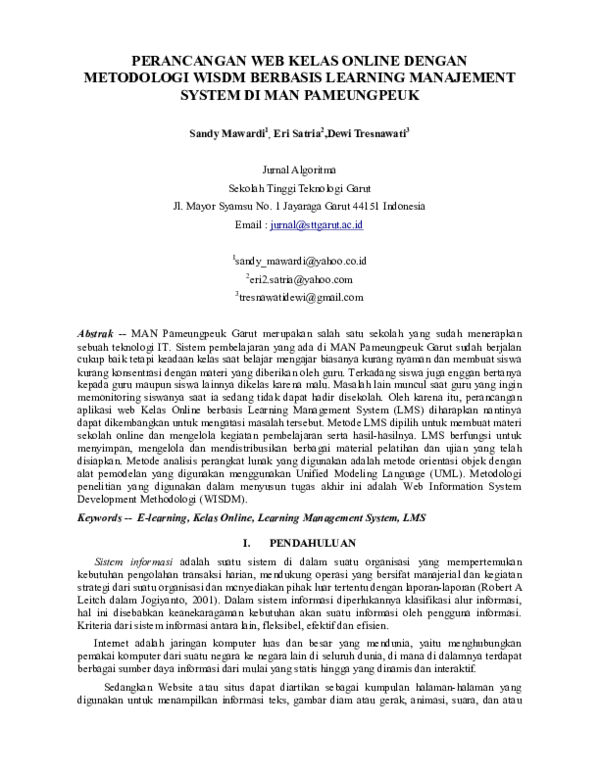 (PDF) Perancangan Web Kelas Online Dengan Metodologi Wisdm Berbasis ...
