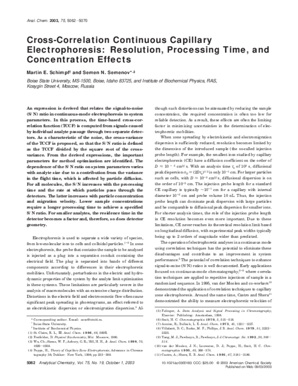 (PDF) Cross-Correlation Continuous Capillary Electrophoresis ...