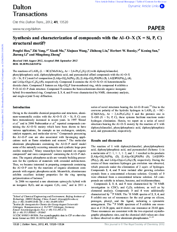(PDF) Synthesis and characterization of compounds with the Al–O–X (X ...