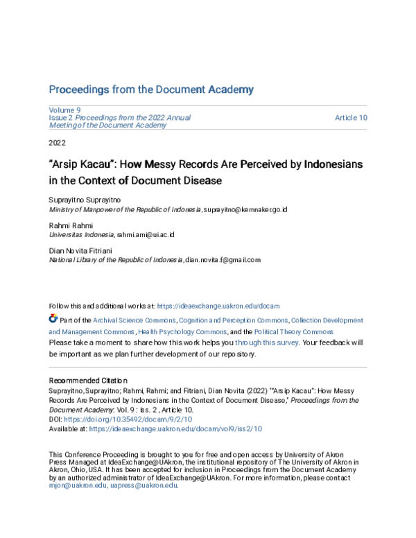 (PDF) “Arsip Kacau”: How Messy Records Are Perceived by Indonesians in ...