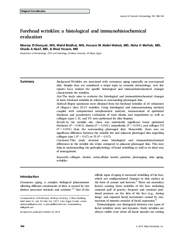 (PDF) Forehead wrinkles: a histological and immunohistochemical evaluation