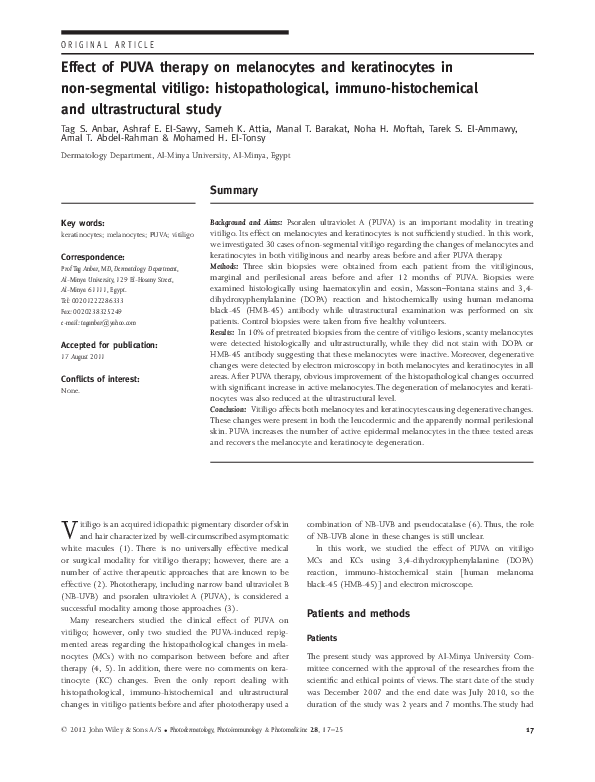 (PDF) Effect of PUVA therapy on melanocytes and keratinocytes in non ...