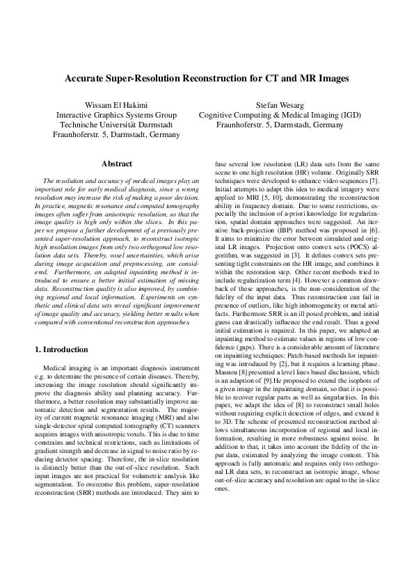 Pdf Accurate Super Resolution Reconstruction For Ct And Mr Images