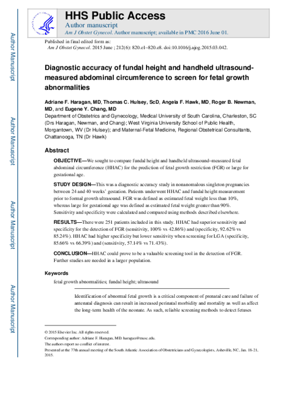 (PDF) Diagnostic accuracy of fundal height and handheld ultrasound ...