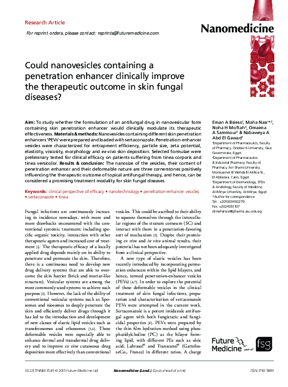(PDF) Could nanovesicles containing a penetration enhancer clinically ...