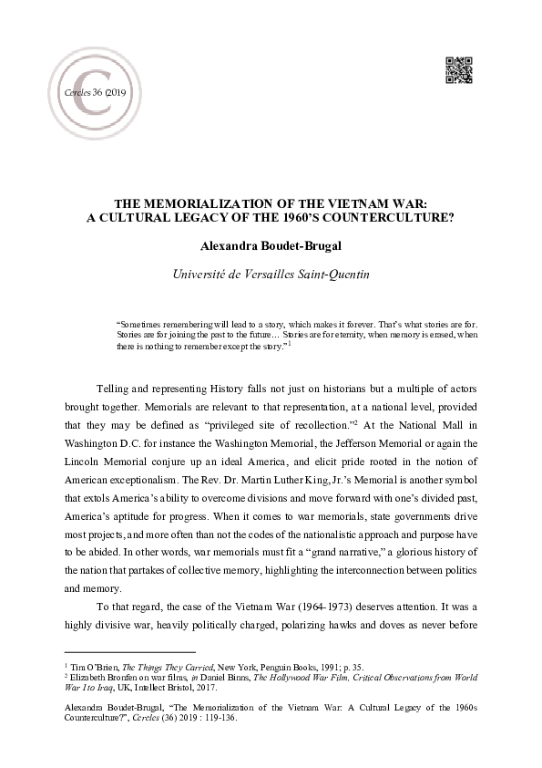 (PDF) Mapping the Memory and the Memorialization of the Vietnam War at ...