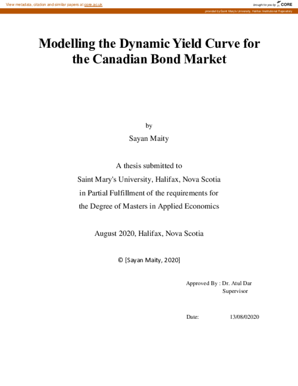 (PDF) Modelling the dynamic yield curve for the Canadian bond market