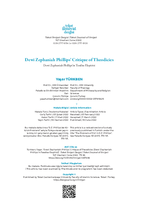 (PDF) Dewi Zephaniah Phillips’ Critique of Theodicies