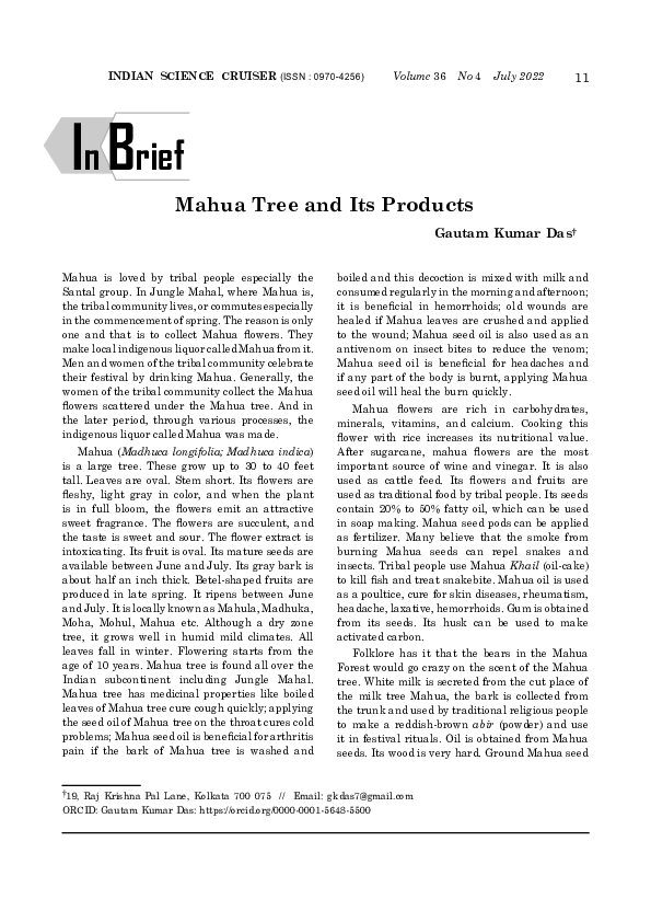 (PDF) Mahua Tree and Its Products