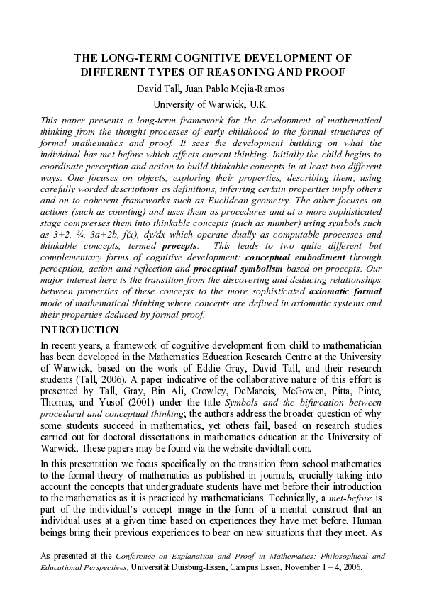 (PDF) The long-term cognitive development of different types of ...