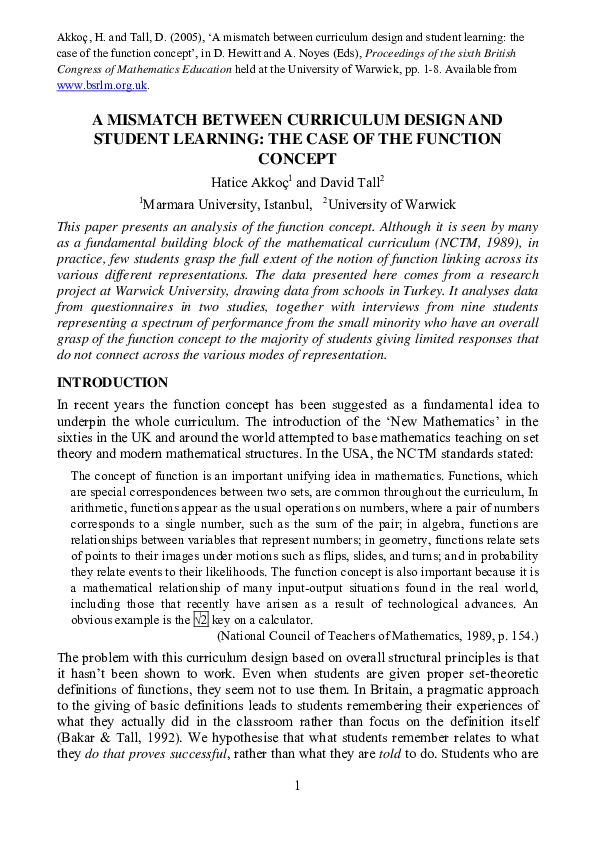 (PDF) A mismatch between curriculum design and student learning: the ...