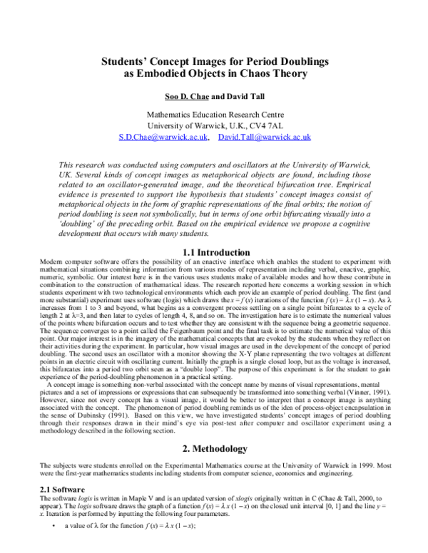 (PDF) Students' concept images for period doublings as embodied objects ...