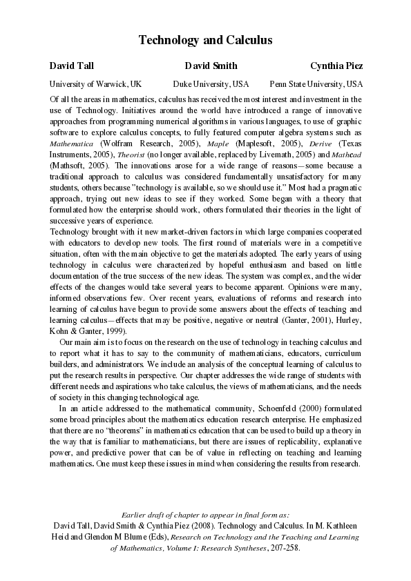 (PDF) Technology and calculus
