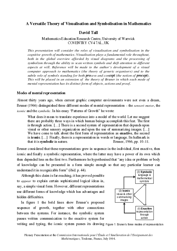 (PDF) A versatile theory of visualisation and symbolisation in mathematics