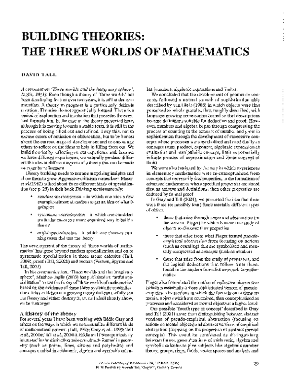 (PDF) Building Theories: The Three Worlds of Mathematics