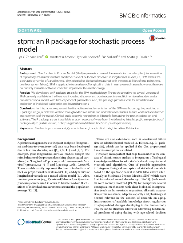 (PDF) stpm: an R package for stochastic process model