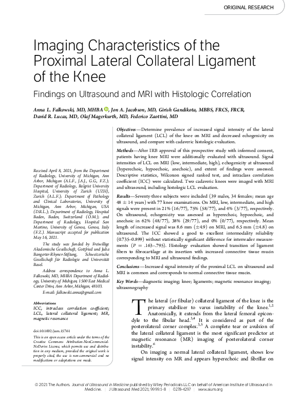 (PDF) Imaging Characteristics of the Proximal Lateral Collateral ...