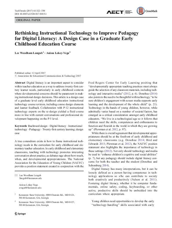 (PDF) Rethinking Instructional Technology to Improve Pedagogy for ...