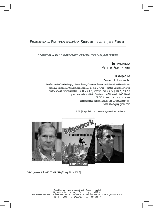 (PDF) Edgework – Em conversação: Stephen Lyng e Jeff Ferrell (tradução)