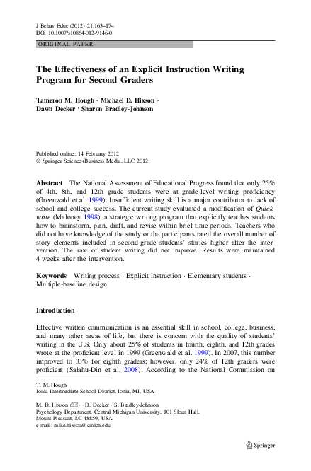 (PDF) The Effectiveness of an Explicit Instruction Writing Program for ...