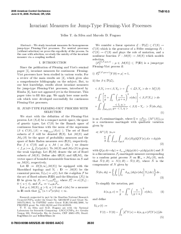 (PDF) Invariant measures for jump-type Fleming–Viot processes