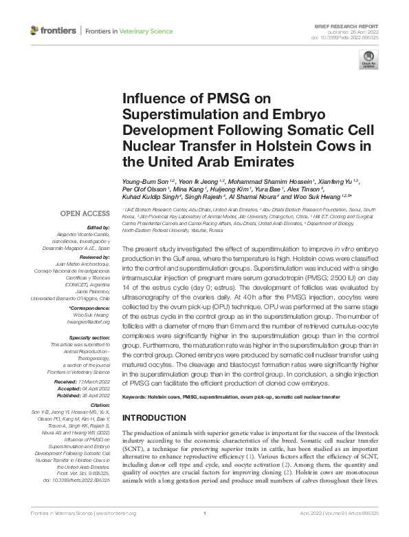 (PDF) Influence of PMSG on Superstimulation and Embryo Development ...