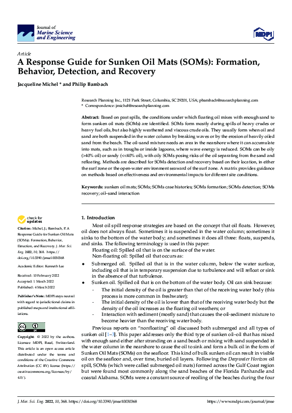 (PDF) A Response Guide for Sunken Oil Mats (SOMs): Formation, Behavior ...