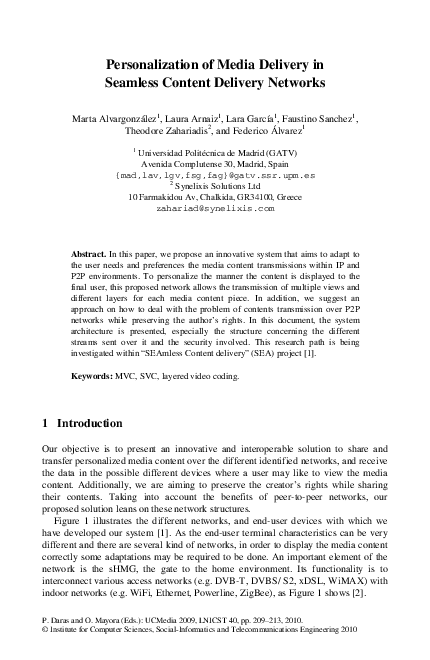 (PDF) Personalization of Media Delivery in Seamless Content Delivery ...