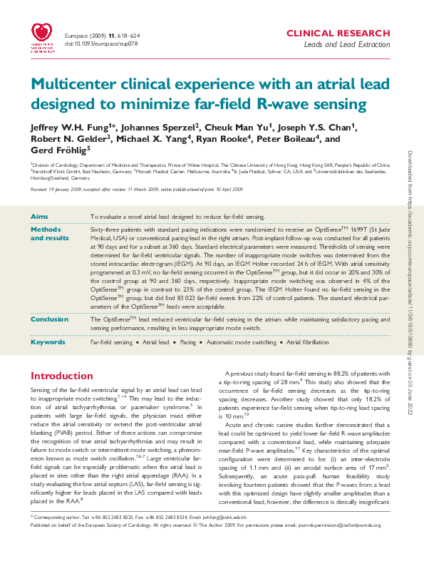 (PDF) Multicenter clinical experience with an atrial lead designed to ...