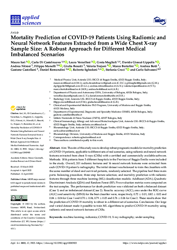 (PDF) Mortality Prediction of COVID-19 Patients Using Radiomic and ...
