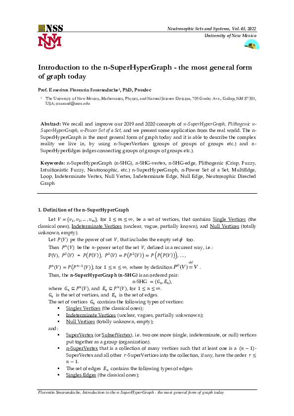 (PDF) Introduction to the n-SuperHyperGraph - the most general form of graph today