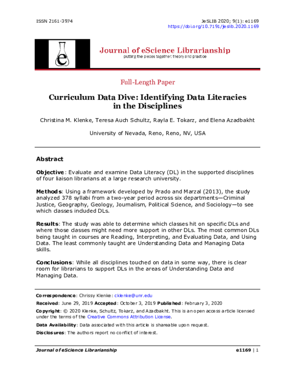 (PDF) Curriculum Data Deep Dive: Identifying Data Literacies in the ...