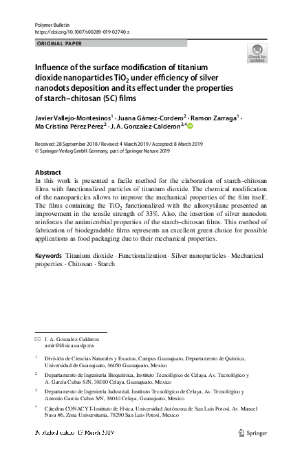 (PDF) Influence of the surface modification of titanium dioxide ...