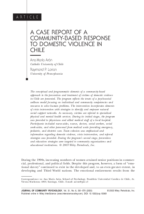 (PDF) A case report of a community-based response to domestic violence ...